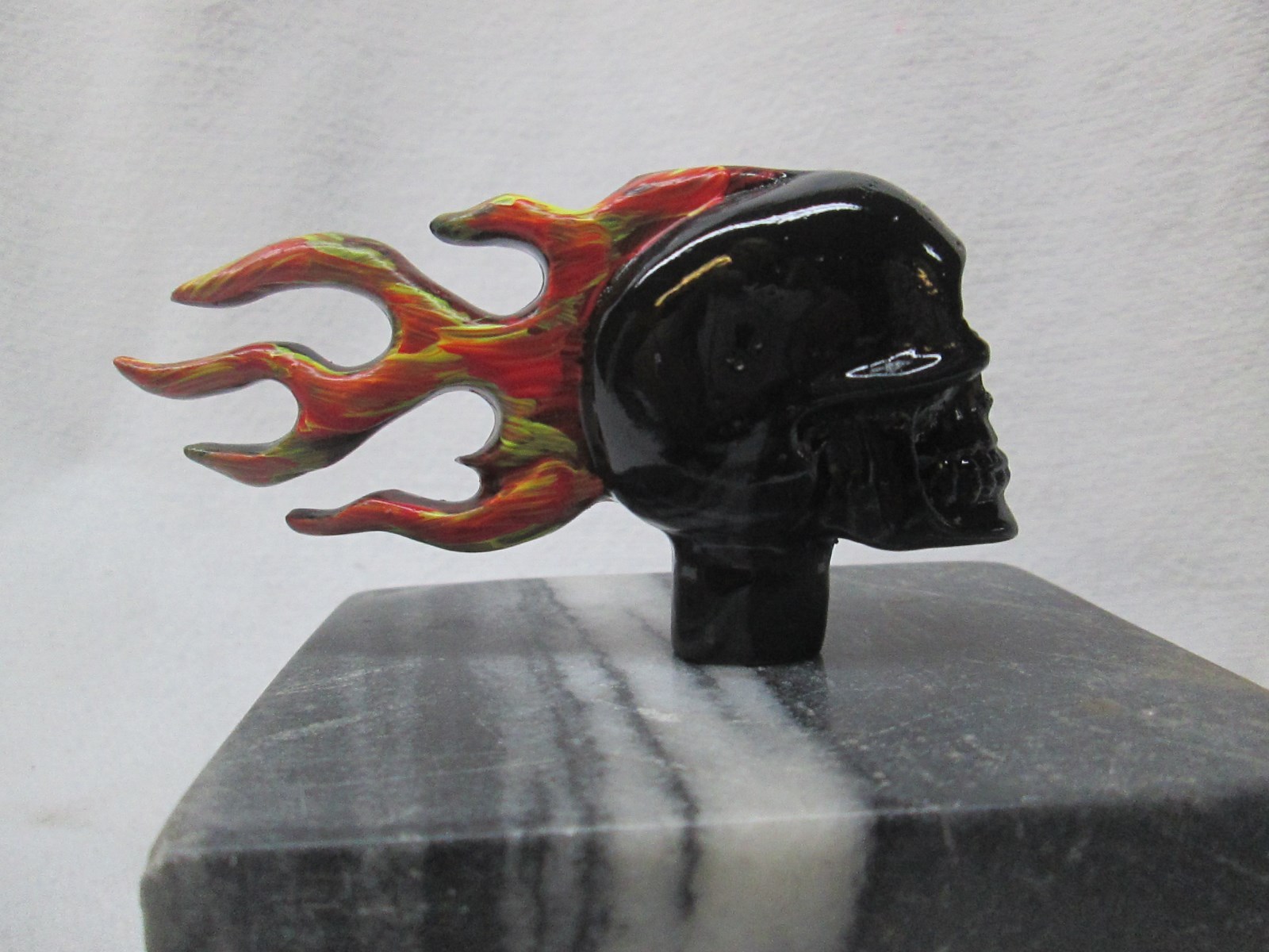 flaming skull hand painted ratrod hotrod car hood ornament | eBay