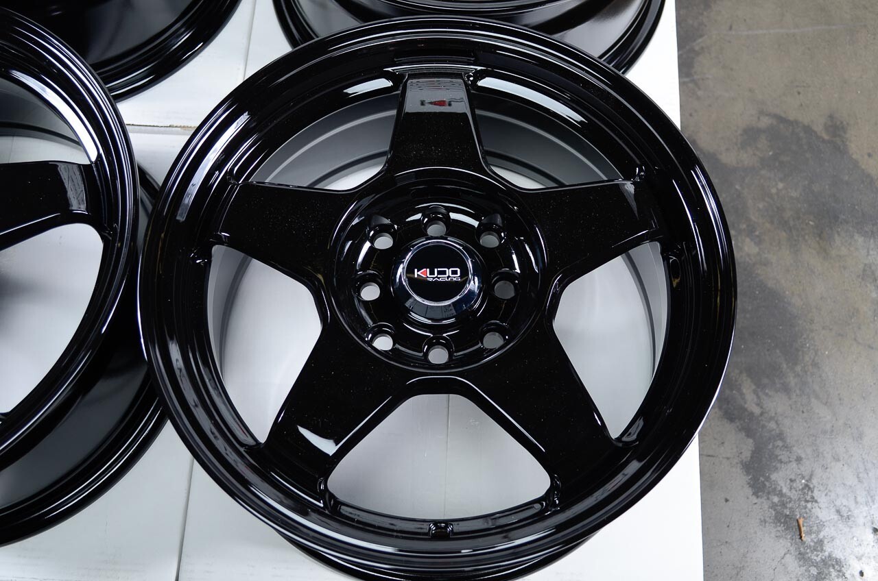 Kudo Racing 15x7 4x100 4x114.3 Black Lightweight Wheels Rim 11.6 LBS ...