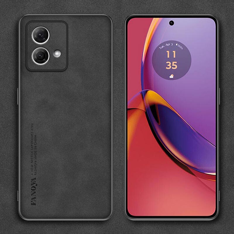 For Moto G14 G24 G34 G84 5G Nubuck Leather Fabric Coated Rubber Hard ...