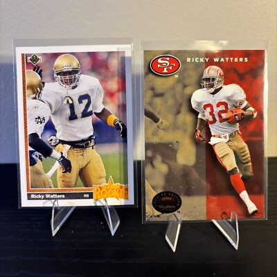 1993 Skybox Premium Ricky Watters #168 & 1991 Upper Deck Ricky Watters ...