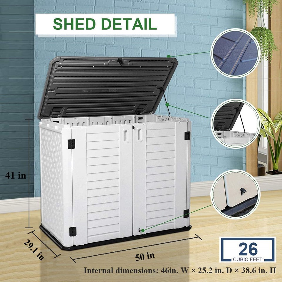 Outdoor Storage Shed - Horizontal Storage Box Waterproof for Garden ...