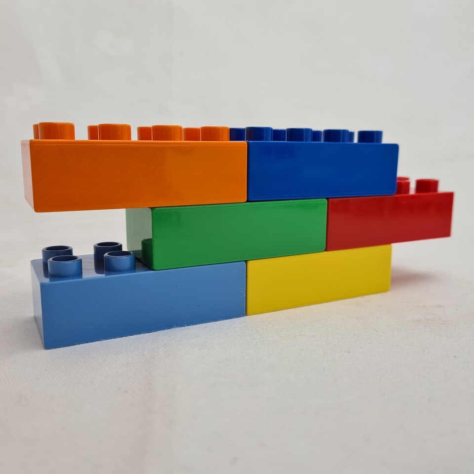 Six Bricks Set. Duplo 2x4 Blocks, 6 Colour Set. Genuine Lego, Washed ...