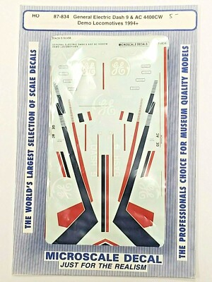 Microscale HO Scale Decals #87-834 GE Dash 9 & AC 4400CW Demo Locos ...