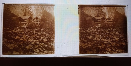 UA307 Plaque verre stéréo positif BE circa 1920 montagne châlet | eBay