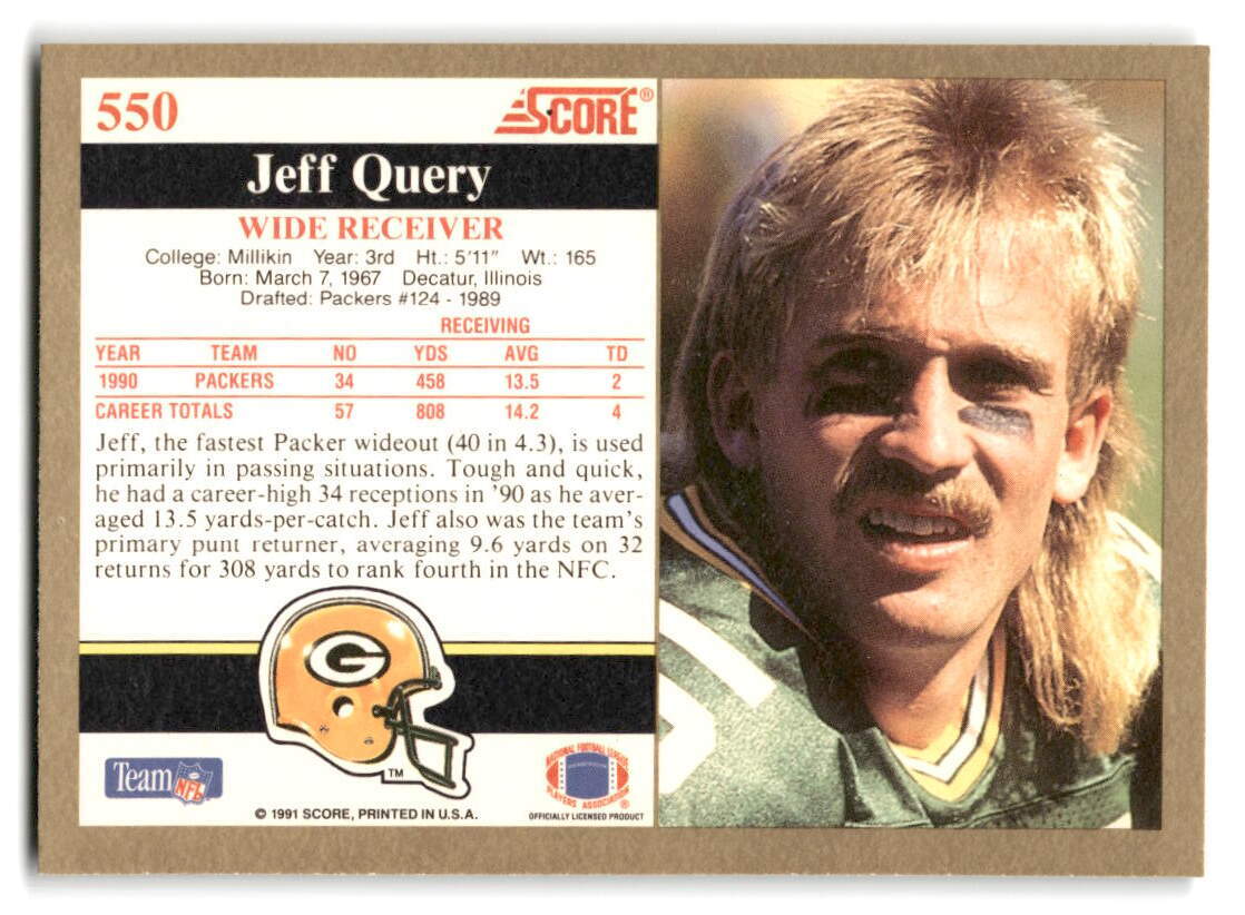 Jeff Query 1991 Score FOOTBALL #550 Green Bay Packers | eBay