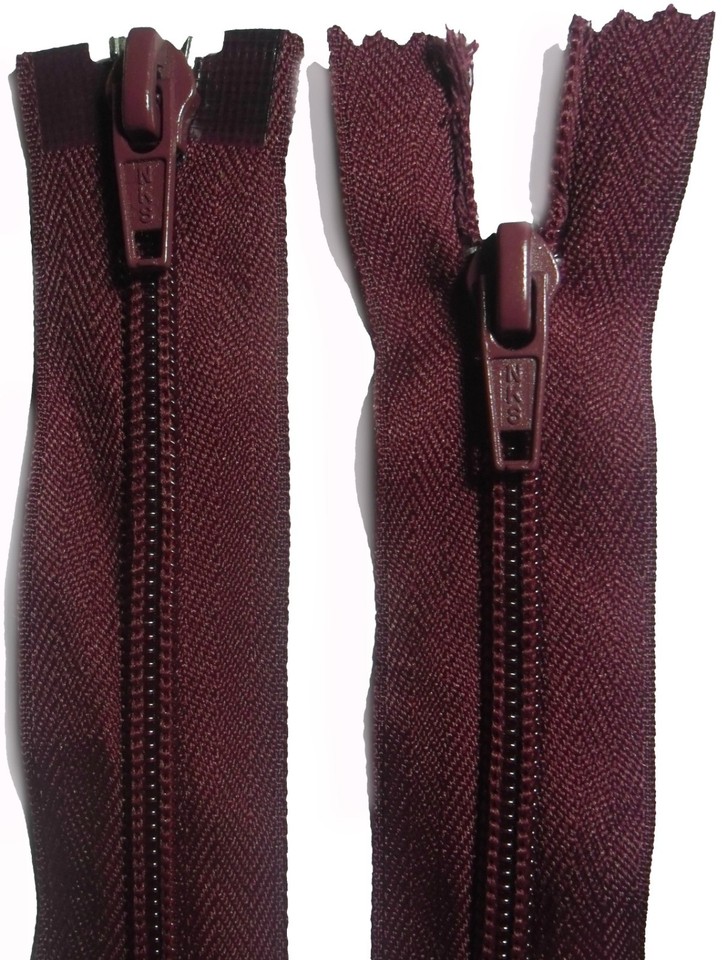 NKS ZIP MAROON, 28"/71CM NYLON TEETH PLASTIC TWO WAY OPEN END, NO.5 | eBay