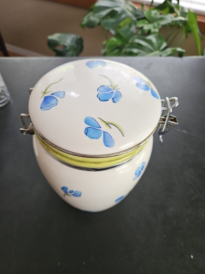 Vintage Inspirado Stonelite Seattle USA Canister Cookie Jar Blue Yellow ...