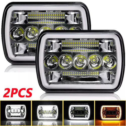 For Chevy Express Cargo Van 1500 3500 Pair 5x7" 7x6" 7 Inch Square LED ...