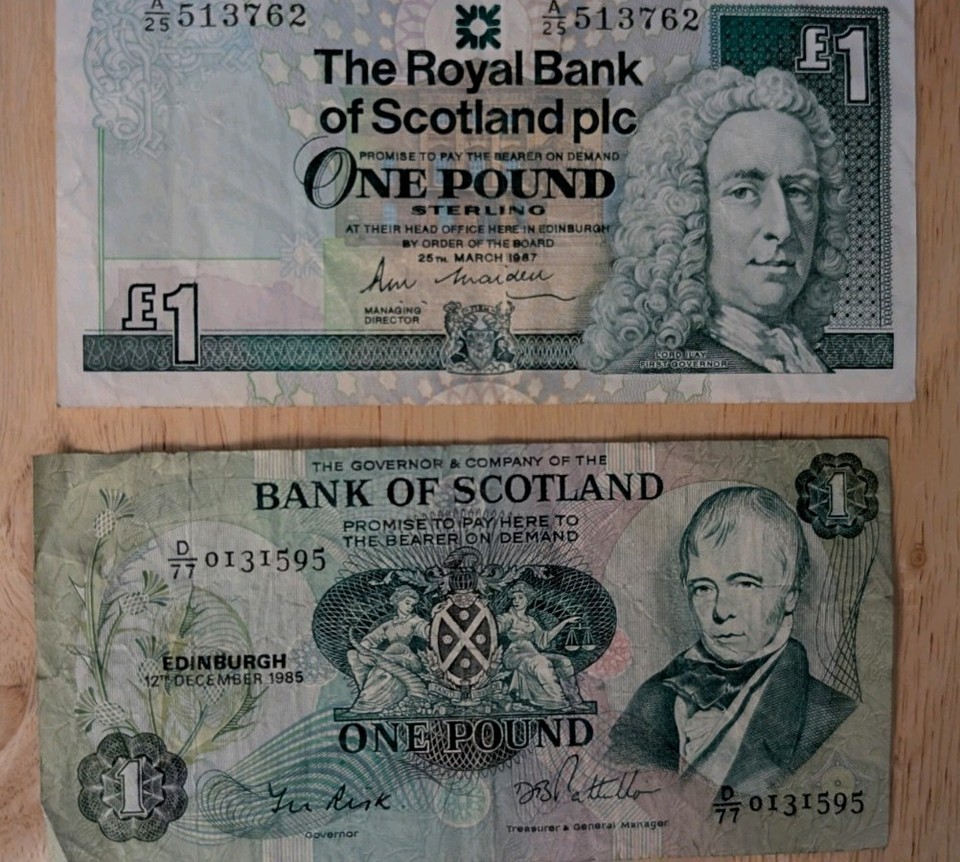 Lot of 5 1980s Bank of Scotland 1 Pound Banknotes Circulated | eBay