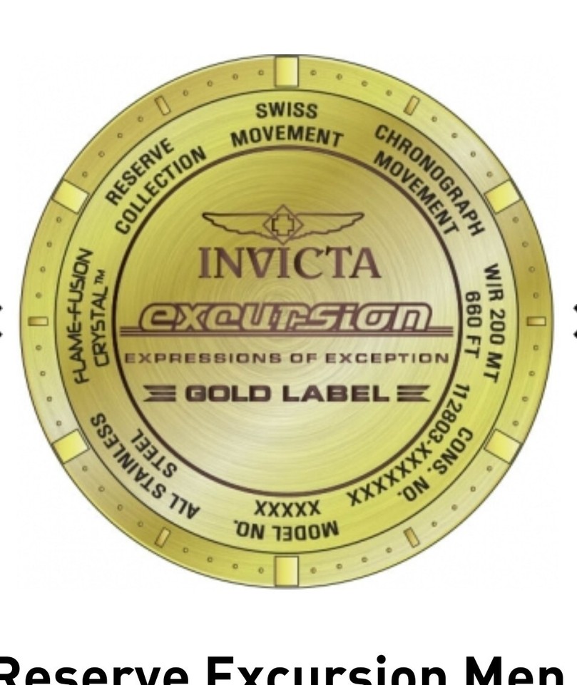 Invicta - EXCURSION - Gold LABEL - Swiss Z60 - Gold GLASS FIBER Dial ...