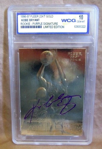 Kobe Bryant RC 1996 Fleer 23Kt Gold Purple Auto Rookie#14544/15000 ...