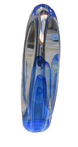 VTG Ed Nesteruk Art Glass sculpture with central light blue tear drop ...