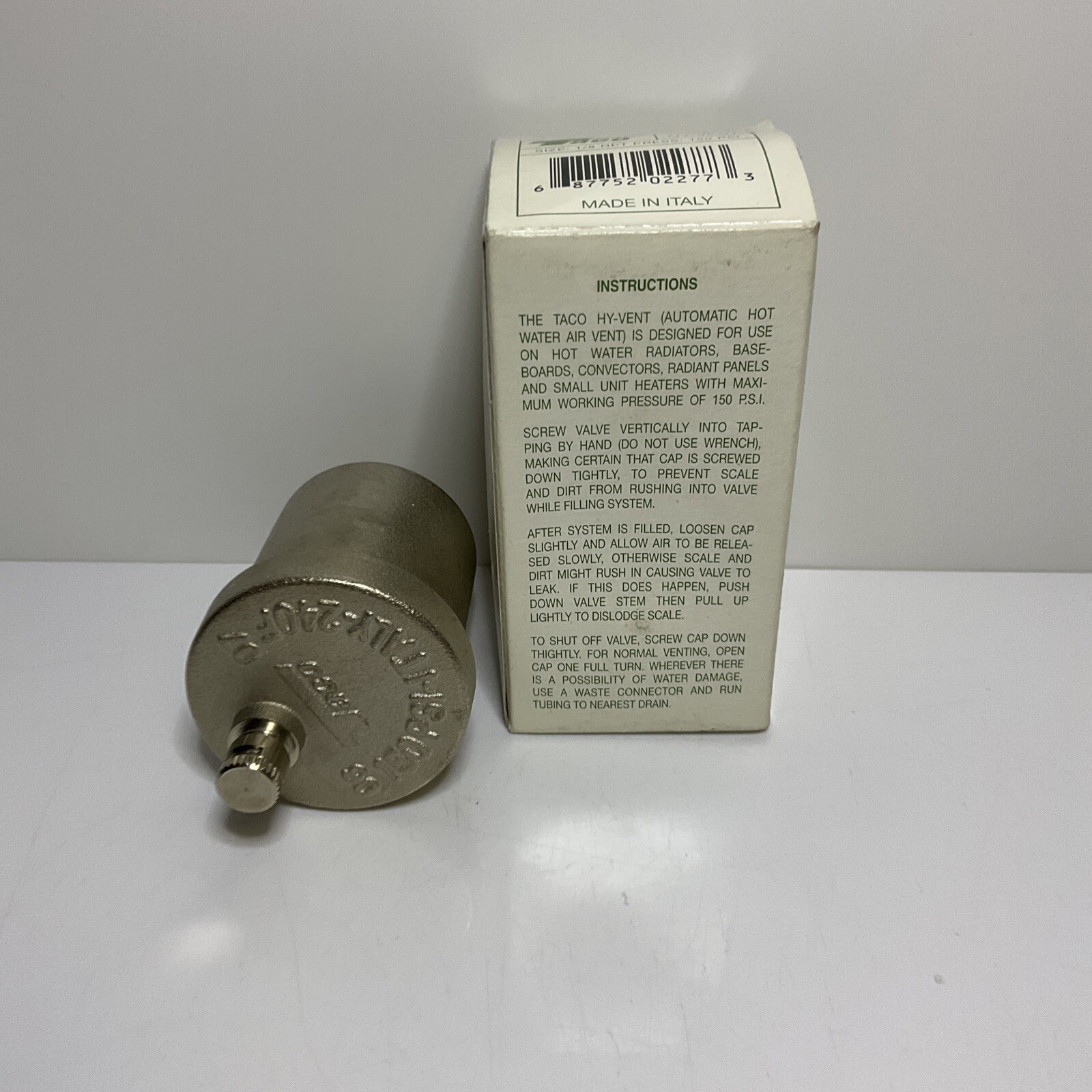 Taco 400 Hy-vent Automatic Hot Water Air Vent Size 1/8 NPT Press 150 ...