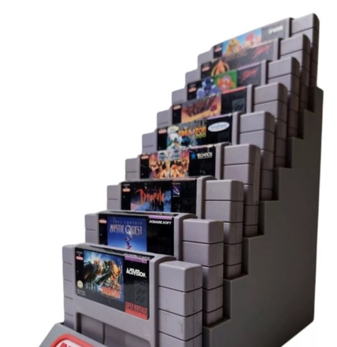 Retro Game Display Tower - Nintendo SNES - Nine Cartridge Display Stand ...