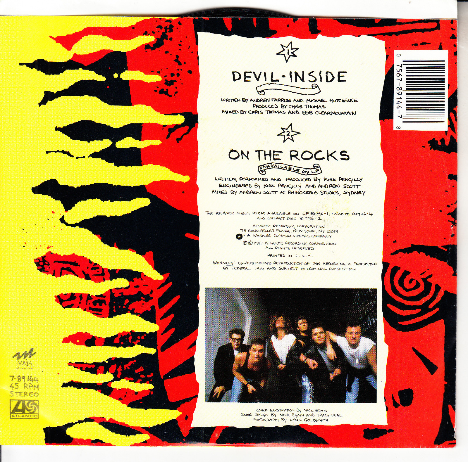 INXS Devil Inside PICTURE SLEEVE 7" 45 rpm record NEW + juke box title ...