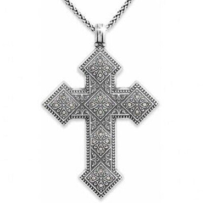 NWTag Brighton MUMTAZ CROSS Large Bold Long Convertible Silver Necklace ...