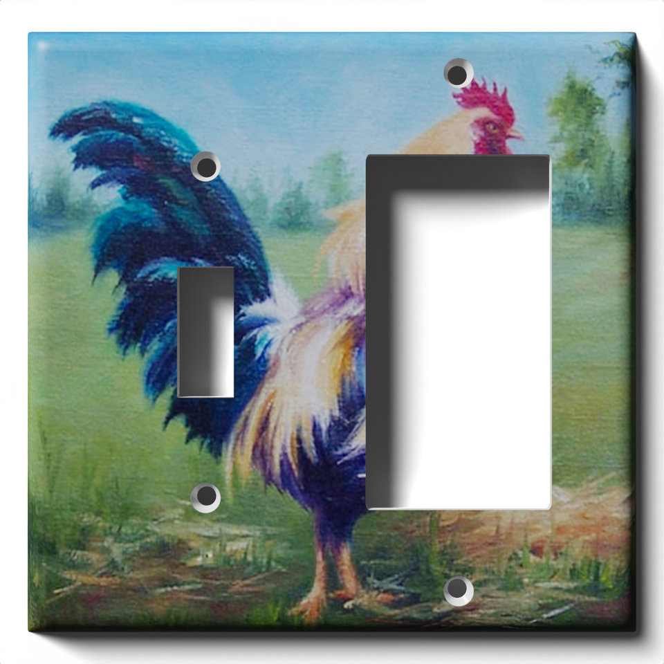 Rooster Painting Decorative Light Switch Plate Cover Outlet Wall Plate ...