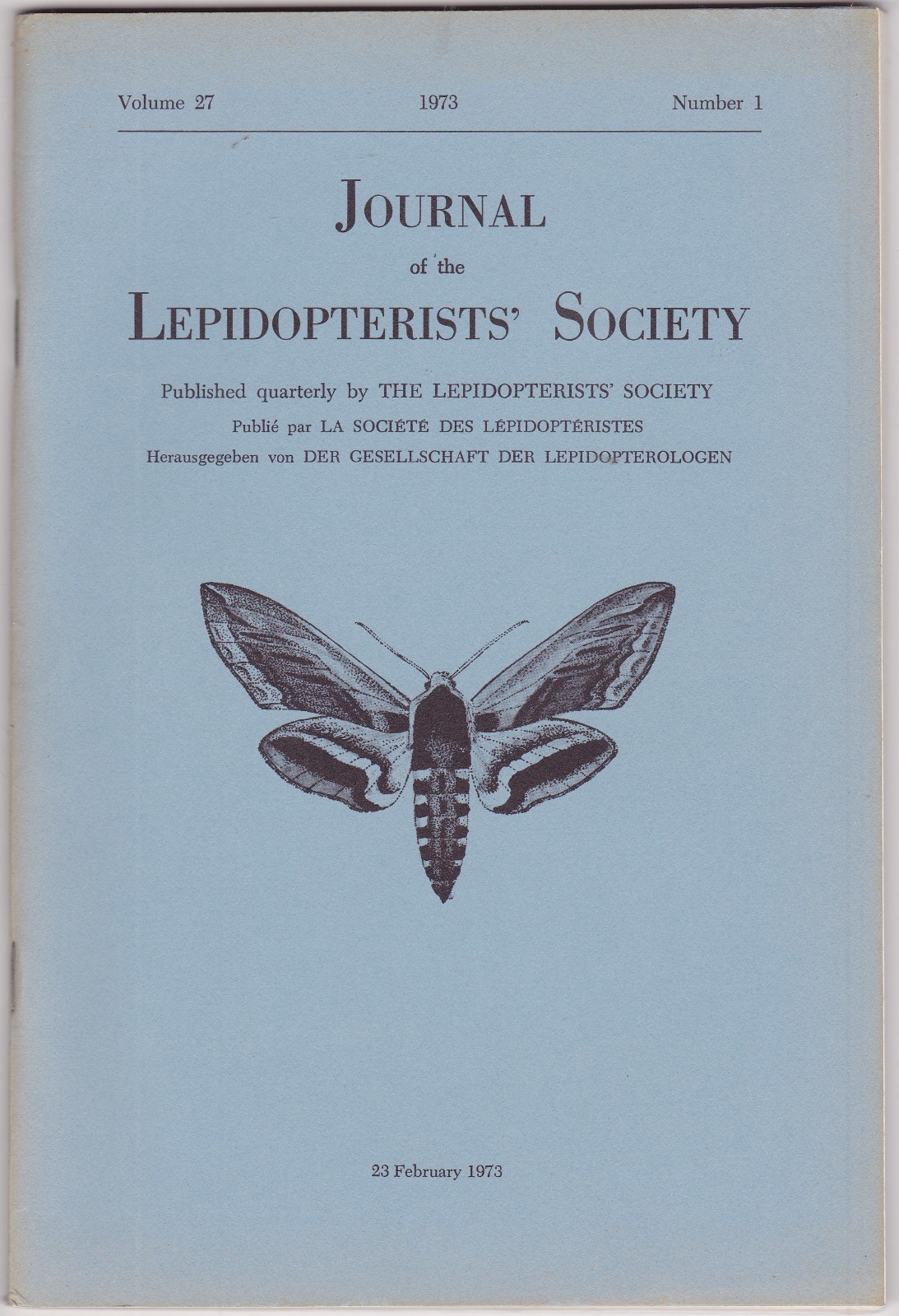 JOURNAL OF THE LEPIDOPTERISTS' SOCIETY. 3 ISSUES: YEAR 1969 & 1973 | eBay