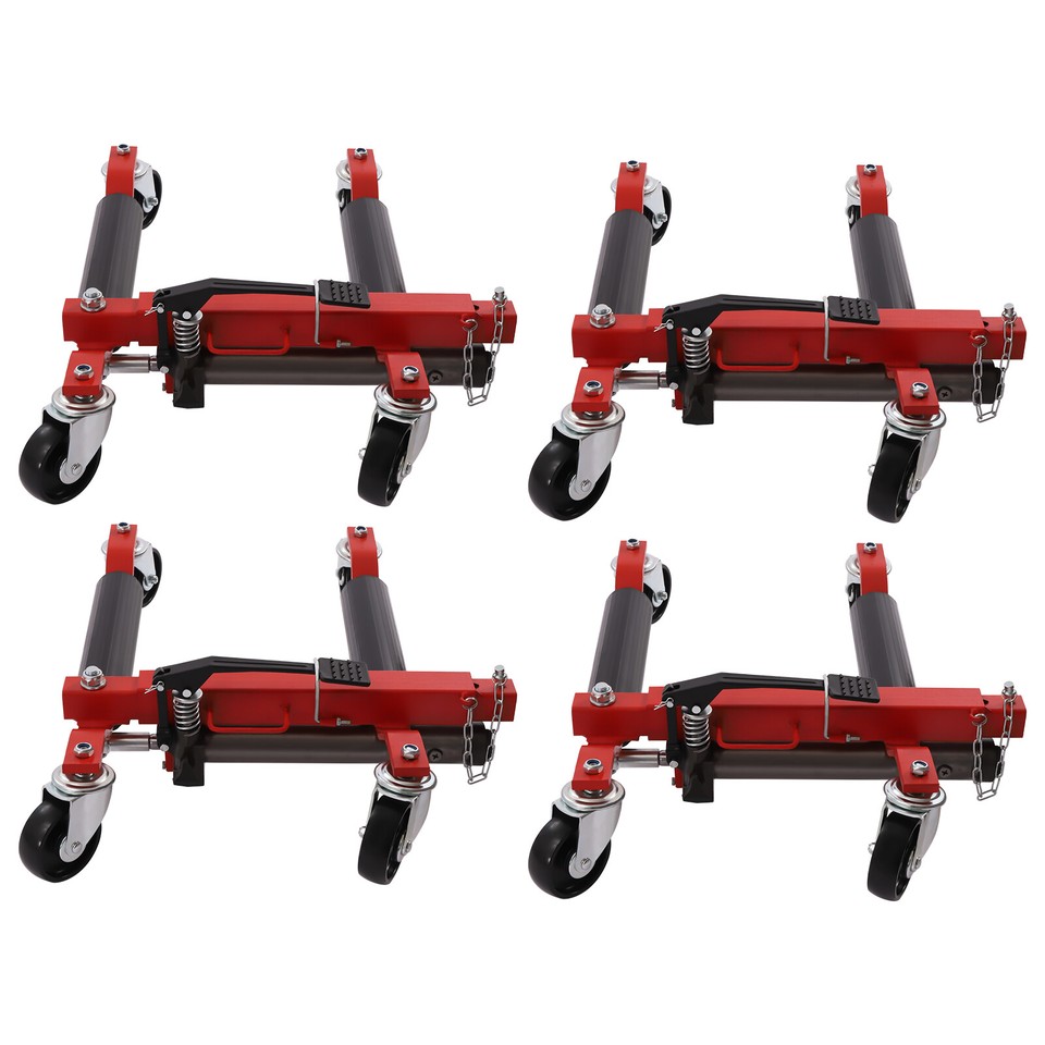 4x 1500lb AUTO Hydraulic Positioning Jack Wheel Dolly Lift Mover ...