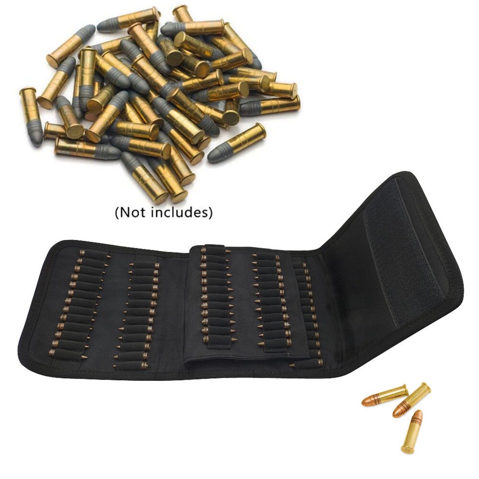 100 Rounds Pistol Rifle Ammo Pouch Bullet Carrier Waist Wallet Holder ...