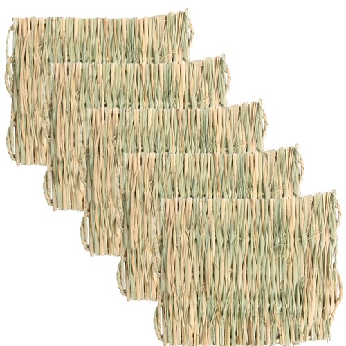 5 Pcs Straw Rabbit Mat Grass Woven Bed Natural Bunny Hay Mats for ...