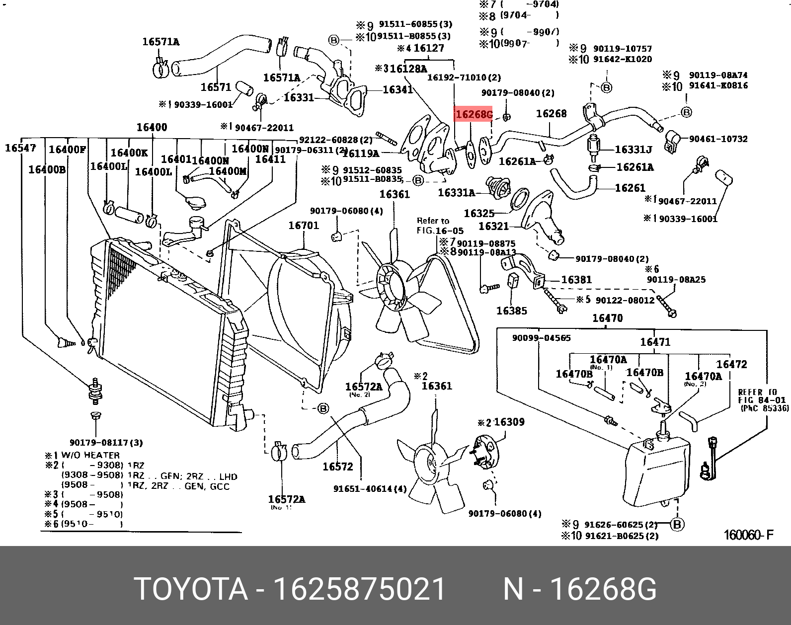 Genuine OE gasket for water by-pass pipe, 1625875021 for TOYOTA 16258 ...