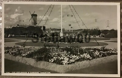 The Esplanade and Gardens with Windmill, Paignton. Vintage Postcard A04 ...