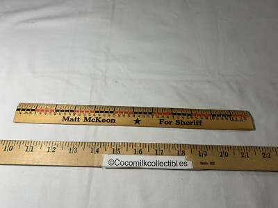 Vintag 1970's 12" Wooden Ruler Matt McKeon For Sheriff Seneca County ...