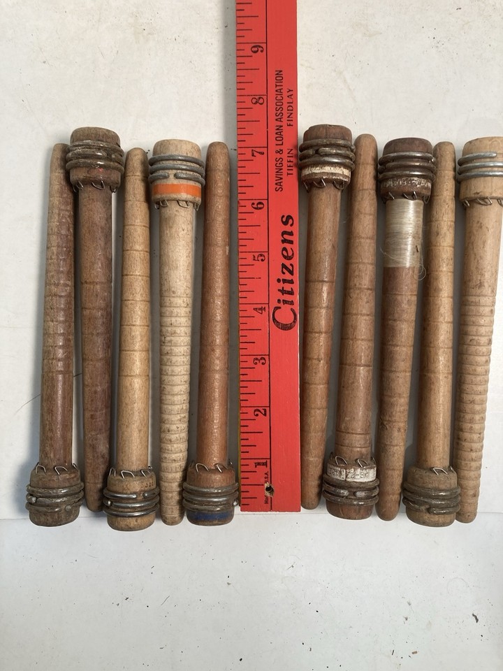 Wood Bobbins Wood Quills Vintage Factory Reclaimed Industrial 7 3/8 ...