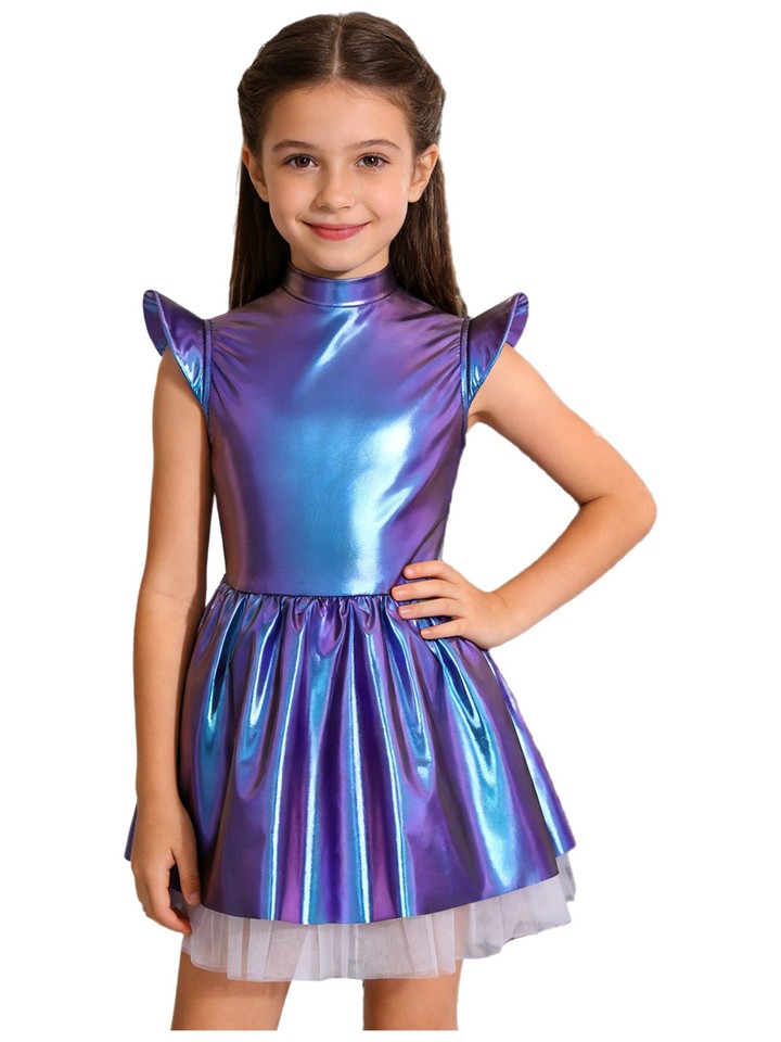Kids Girls Alien Dress Up Costumes Zipper Ruffled Tutu Dress for Theme ...