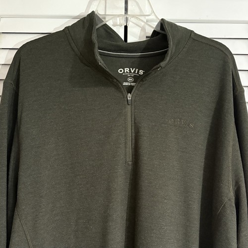 ORVIS Green Pullover Shirt Classic Collection 1/4 Zip Long Slv Mens XXL ...