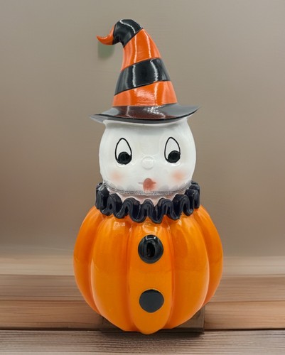 Ghoulish Folk Art Ghost Pumpkin Halloween Figure Resin Decor 12" Tall ...