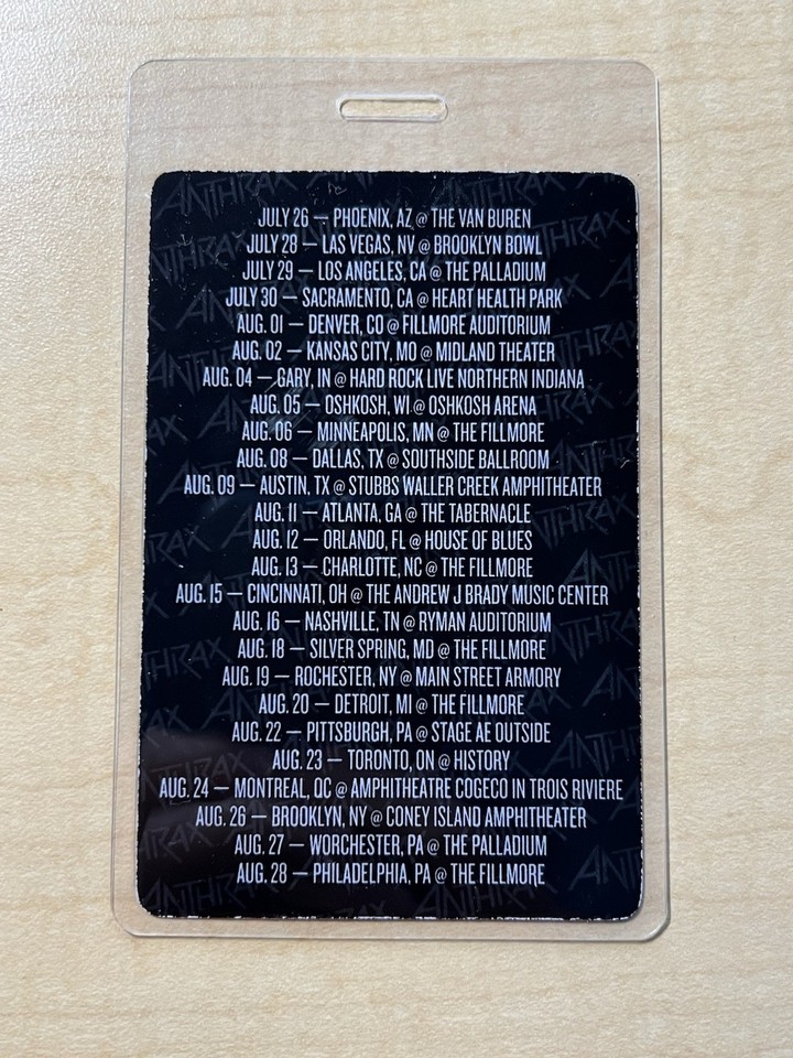 ANTHRAX Summer 2022 All Access Laminate | eBay