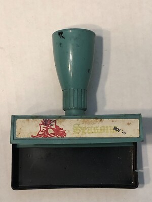 Vintage "Seasons Greetings" Holiday Plastic Handle Signature Stamp with ...