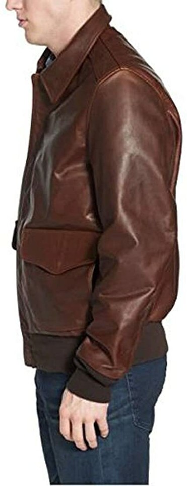 Men's Winter Riding Brown Leather Jacket Authentic Sheepskin Real ...
