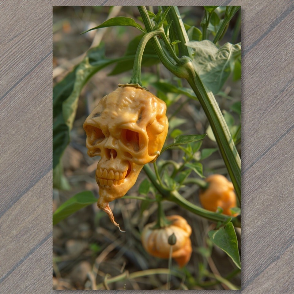 8.5x11" Vegetable Skull Weird Pepper Strange Are What You Eat Scary ...