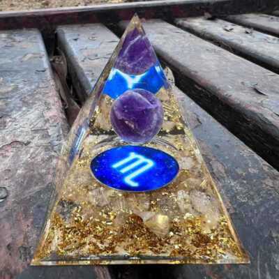 60mm Natural Gold Rutilated Scorpio Pyramid Quartz Crystal ...