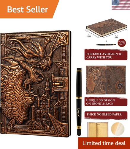 200-Page Dungeons & Dragons Journal - Portable A5 with Stylish Dragon ...