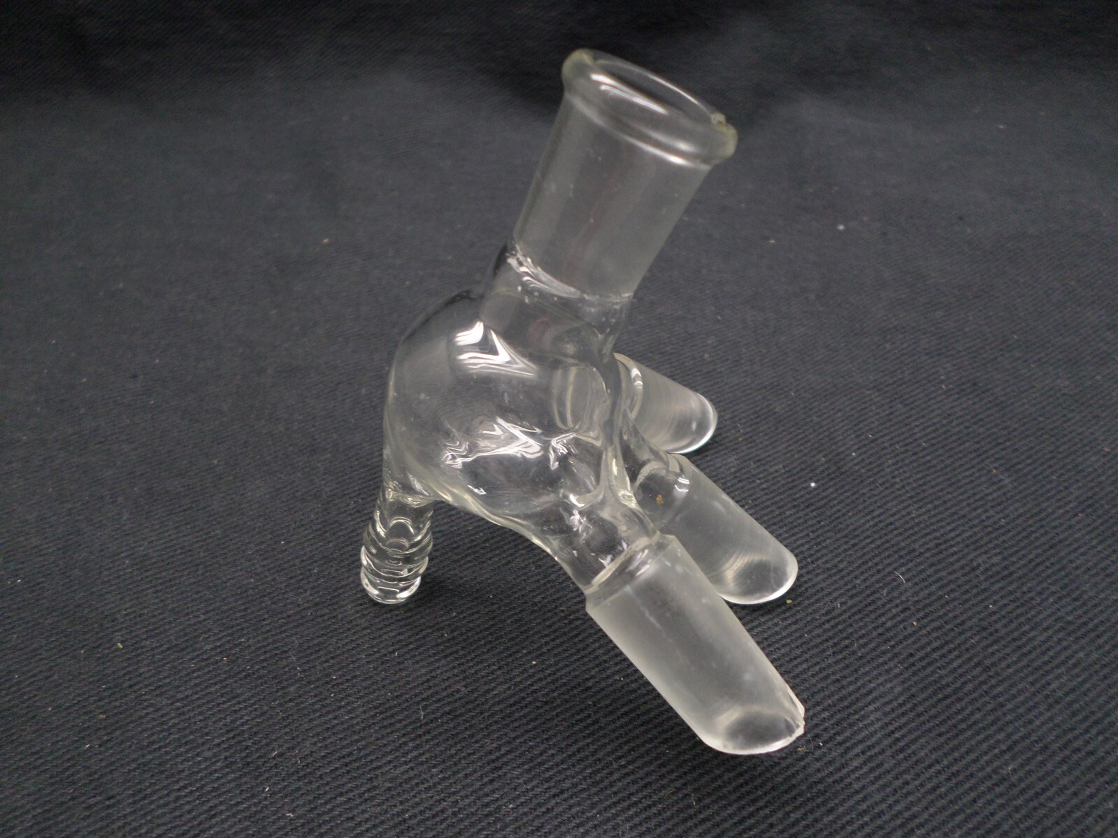 Laboratory 14/20 Cow Type Glass Distillation Receiver Adapter Chipped ...