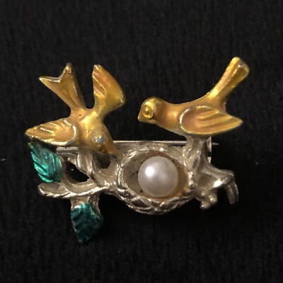 Faux Pearl Bird's Nest Brooch Lapel Pin | eBay