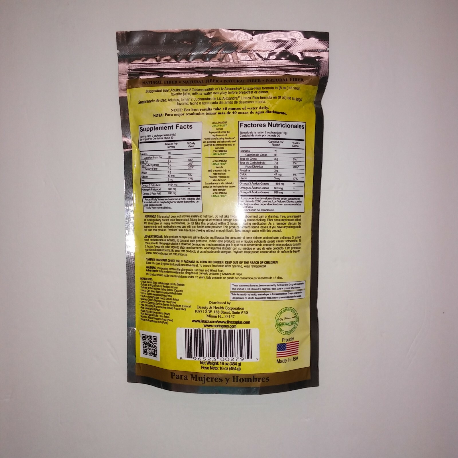 Linaza Plus with Pineapple, Moringa and Garcinia Cambogia 16oz,Slimming ...