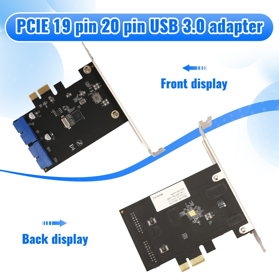 PCI Express USB 3.0 19 Pin Erweiterungskarte PCIE 1X auf 2 Ports USB 3 ...