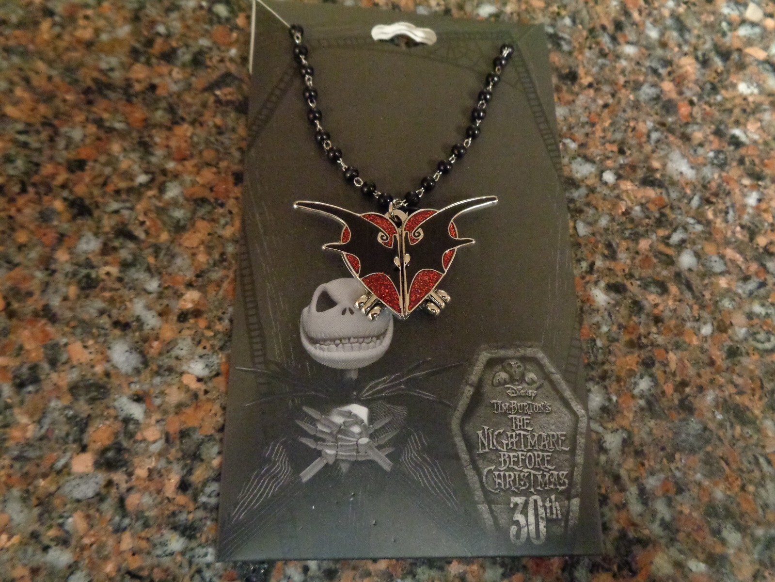 The Nightmare Before Christmas Bat Heart Locket Necklace Pendant Spiral ...