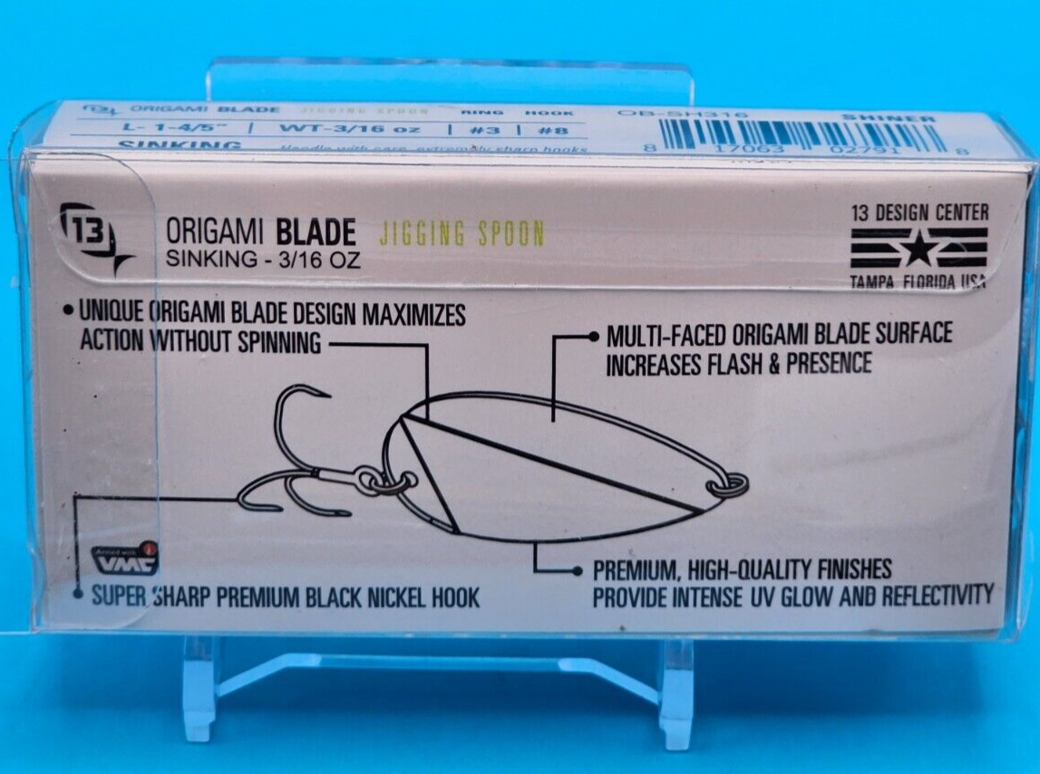 13 FISHING - Origami Blade - Ice Fishing Jigging Spoons - Shiner 3/16 ...