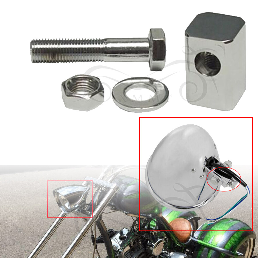 Chrome Headlight Mounting Block for Harley Headlight or Custom ...