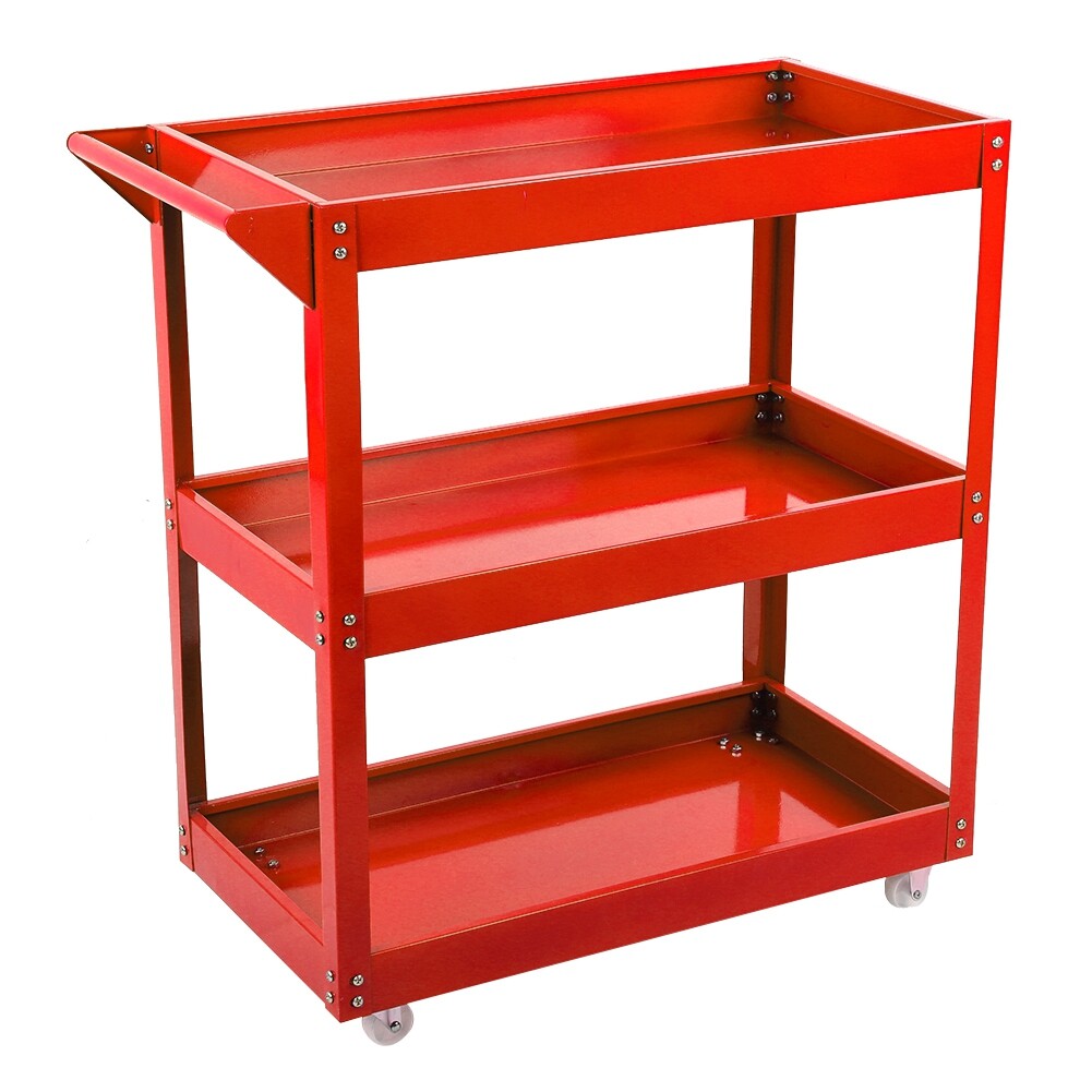 Tool Trolley 3-Tier Workshop Cart Rolling Steel Parts Storage Handyman ...