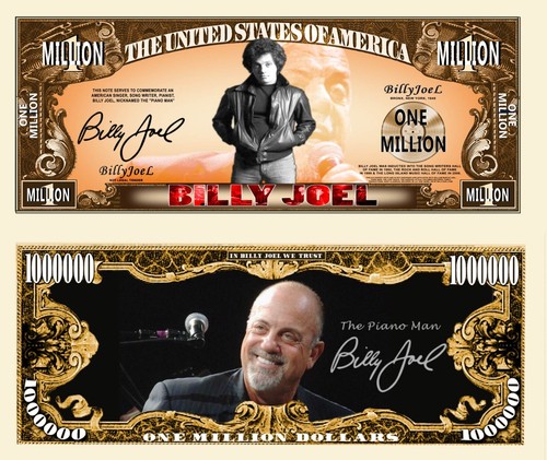 Billy Joel Million Dollar Bill Play Funny Money Novelty Note + Free ...