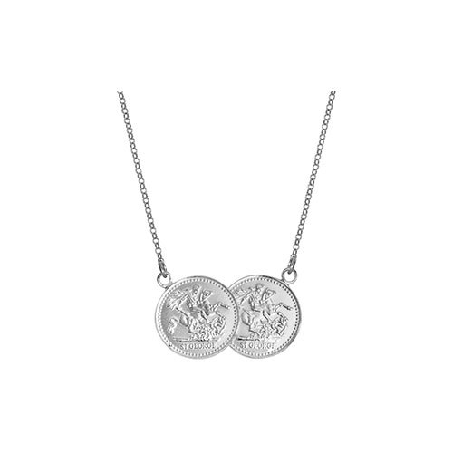Sterling Silver Imitation Double St George Pendant - Half Sovereign ...