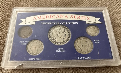 U.S. Silver Americana Series Yesteryear Collection 5 Coin Set Barber ...
