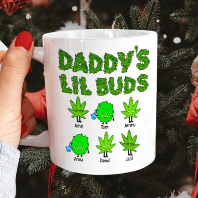 Personalized Daddy's Lil Buds Weed Mug With Kids Name, Father's Day ...